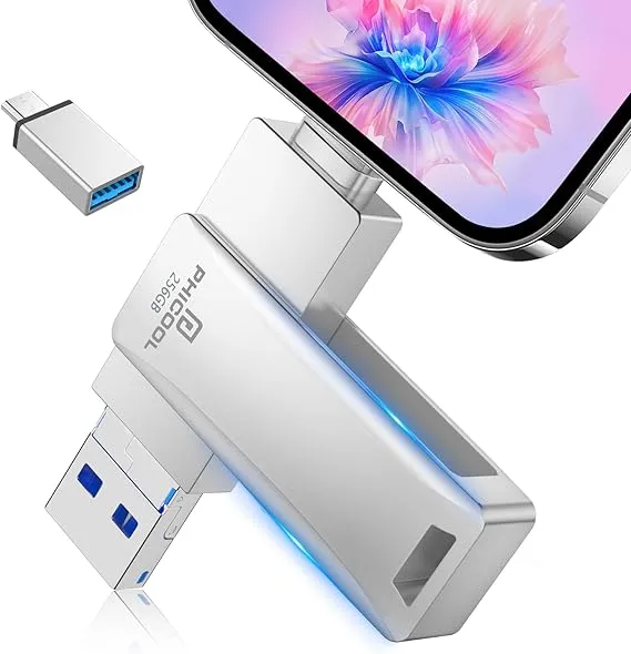 PHICOOL - usbメモリ 4in1 256gb 高速 Phone usbメモリー 回転式 iOS/Type-C/USB/Micro USB フラッシュメモリ 大容量 写真保存 usb ...